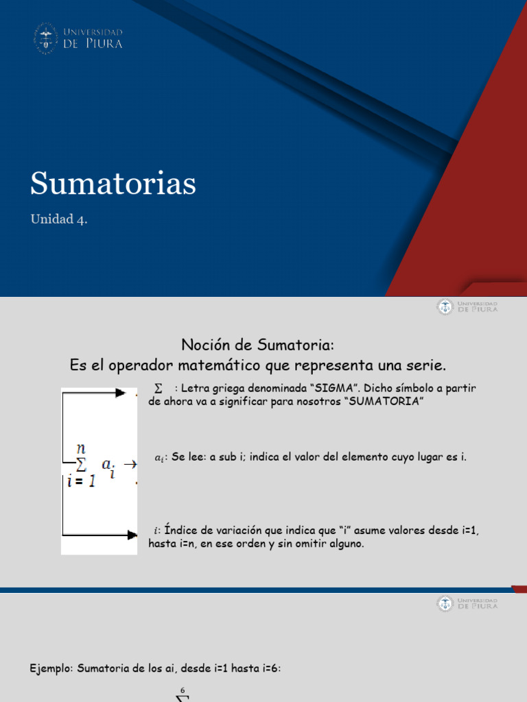 Unidad 4. Sumatorias | PDF | Suma | Matemáticas