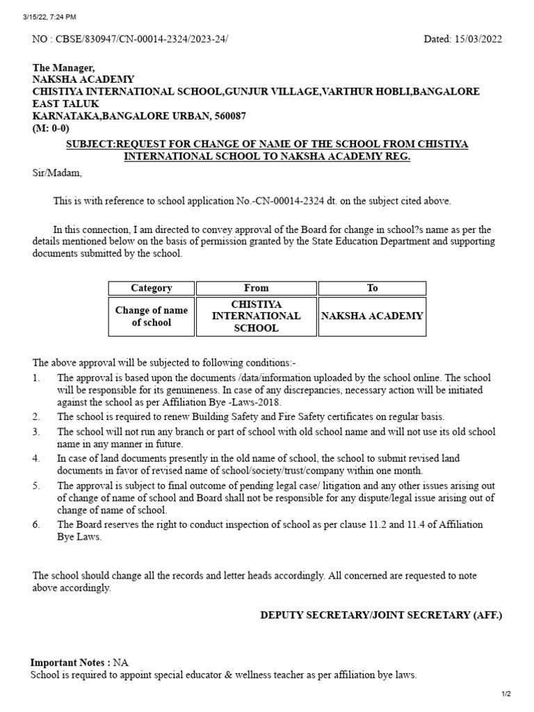 School Name Change Approval | PDF