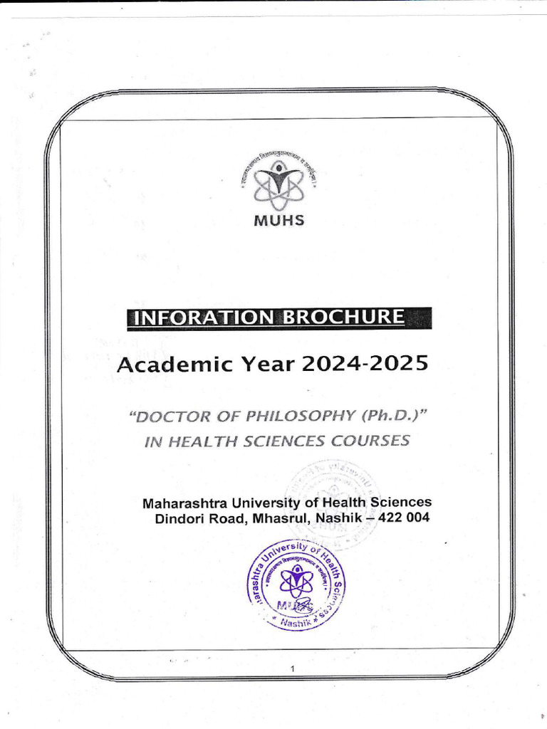 MUHS Ph.D. Entrance Test 2024-25 Guide | PDF | Doctor Of Philosophy ...