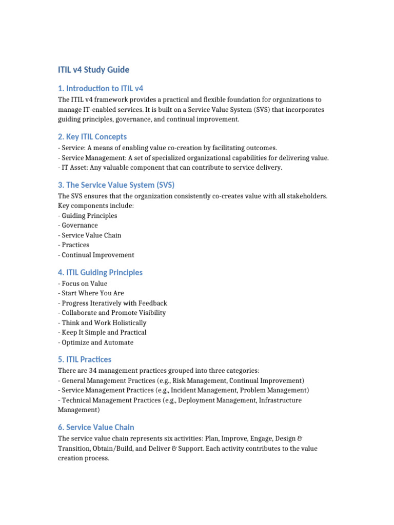 ITIL v4 Study Guide | PDF
