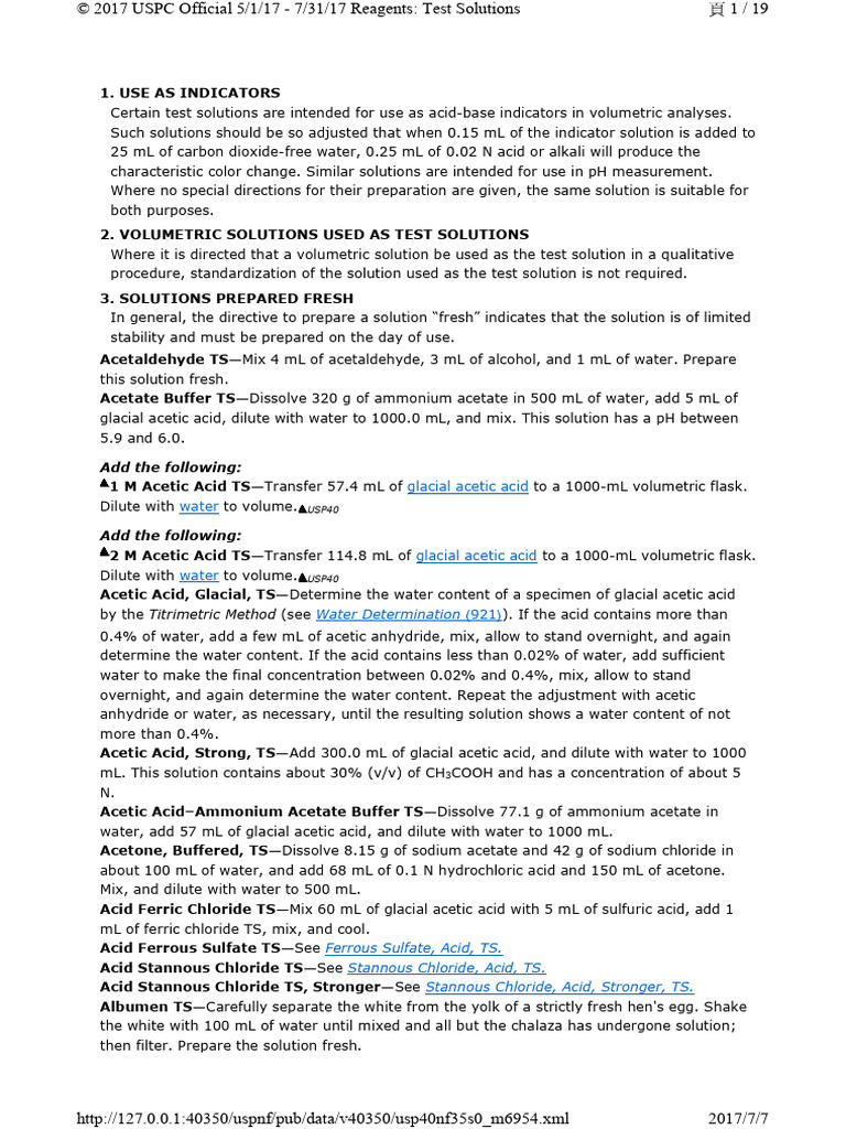 Test Solutions Preparation Guide | PDF | Iodine | Acid