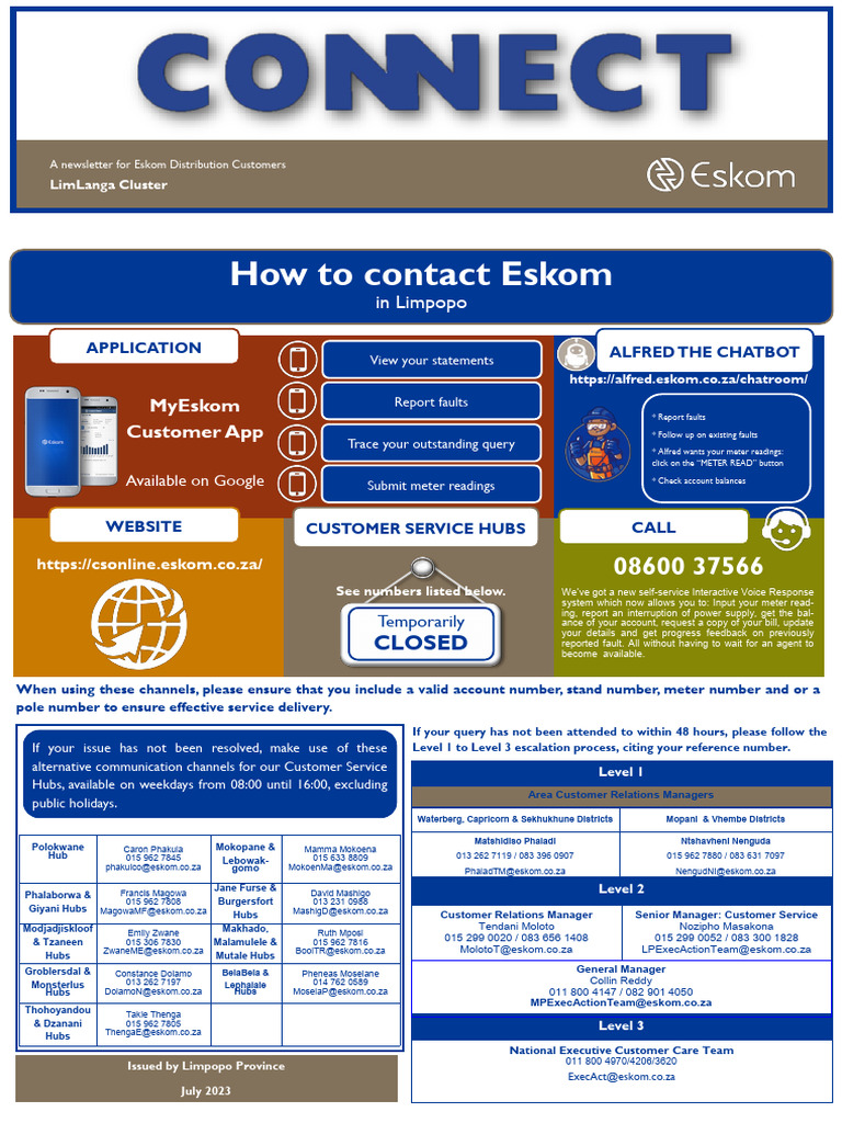 Connect How To Contact Eskom in Limpopo July 2023 | PDF | Computing ...