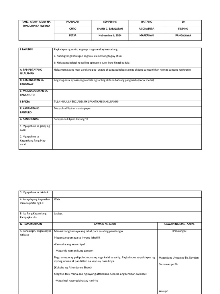 Tula Lesson Plan | PDF