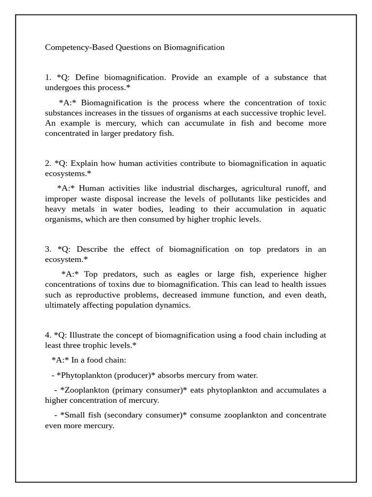 Biomagnification: Effects and Solutions | PDF | Food Web | Biology