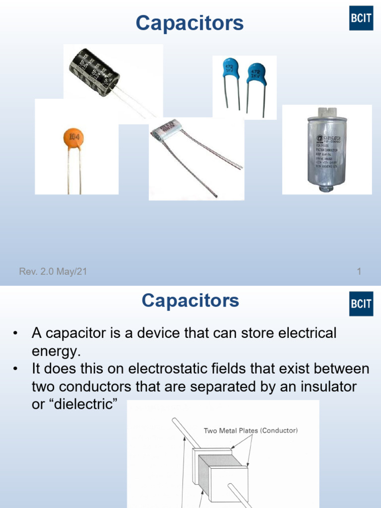 2.1 - Capacitors in DC March 21 Rev. 2.0 | PDF | Capacitor | Capacitance