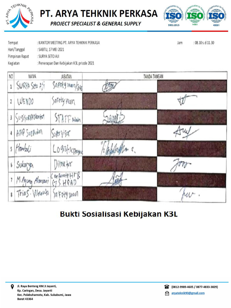BUKTI SOSIALISASI KEBIJAKAN K3L | PDF