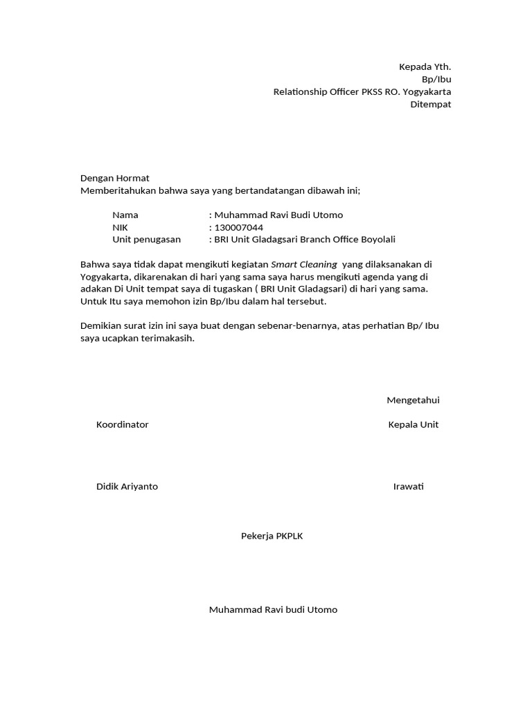 format surat izin | PDF