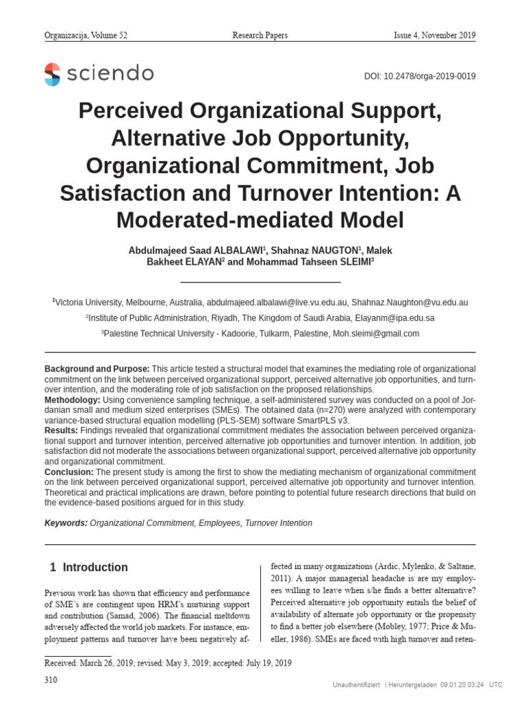 Organizational Commitment and Turnover Intention | PDF | Job ...