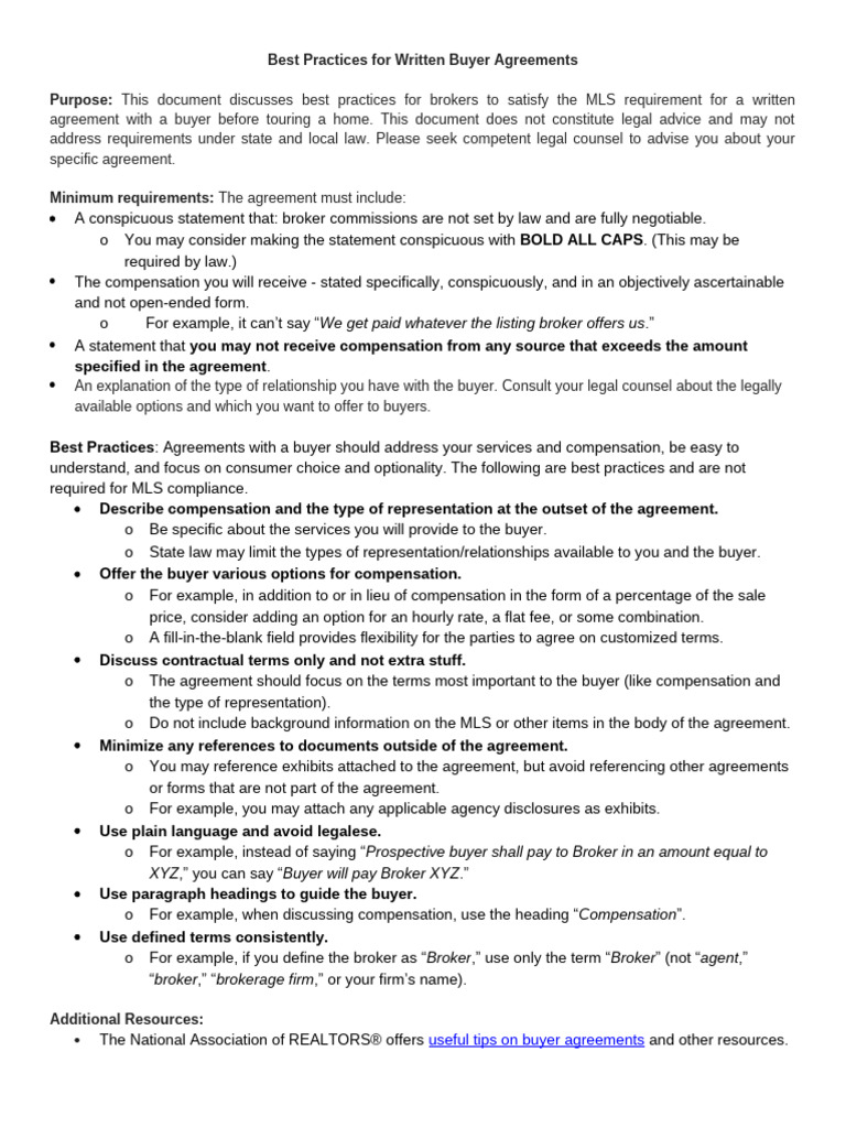Best Practices For Written Buyer Agreements | PDF | Business