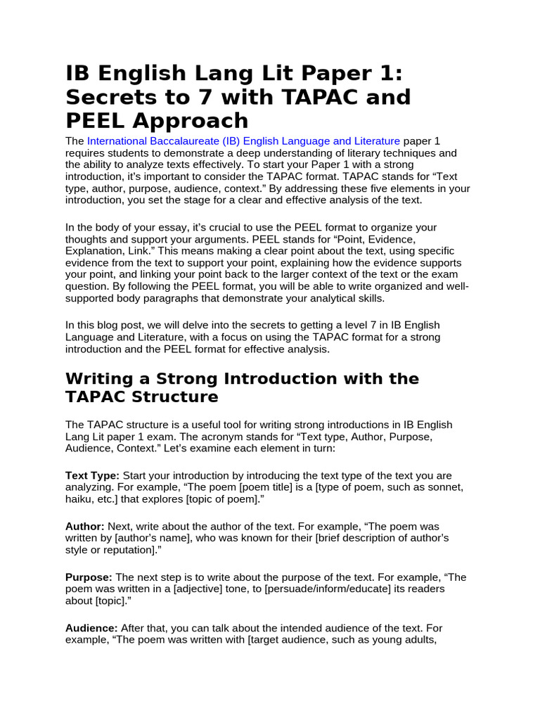 IB English Lang Lit Paper 1 7 | PDF | Essays | Poetry