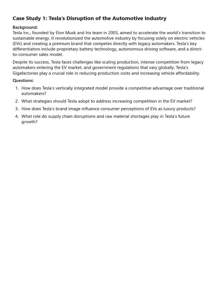 Tesla Case Study | PDF