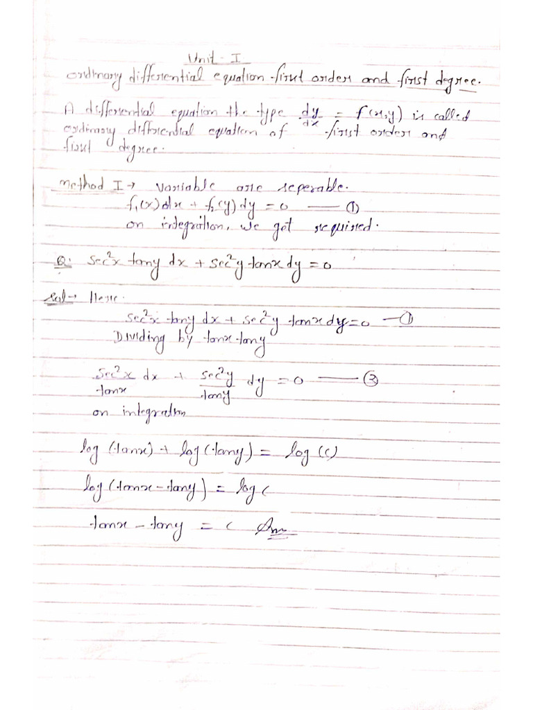 Differential Equations Notes Pdf