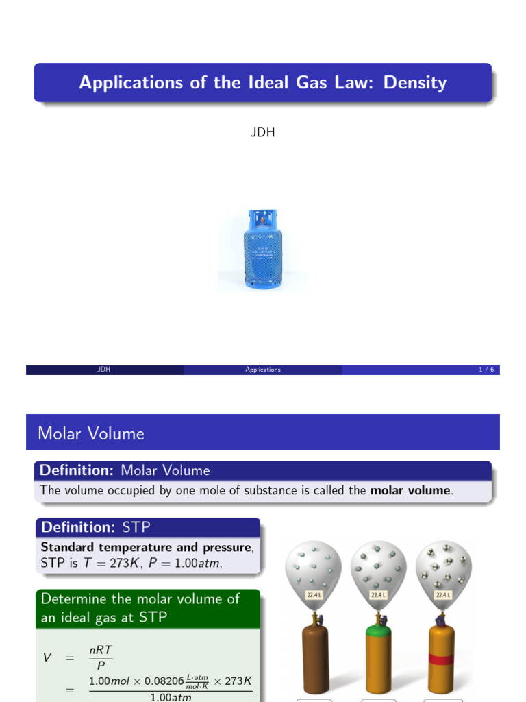Ideal Gas Law & Density Basics | PDF | Gases | Mole (Unit)