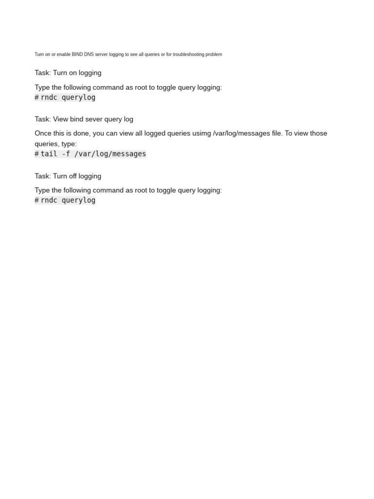 BIND DNS Server Logging | PDF BIND DNS Server Logging | PDF