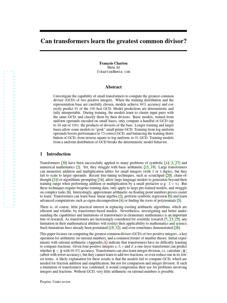 Can Transformers Learn The Greatest Common Divisor? | PDF | Arithmetic ...