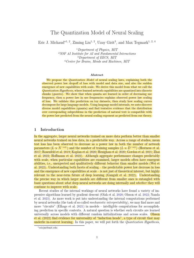 The Quantization Model of Neural Scaling | PDF | Power Law | Artificial Neural Network