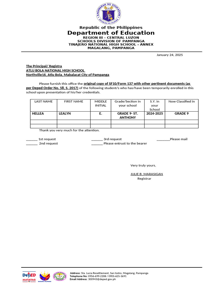 Request Form 137 NEW Copy | PDF