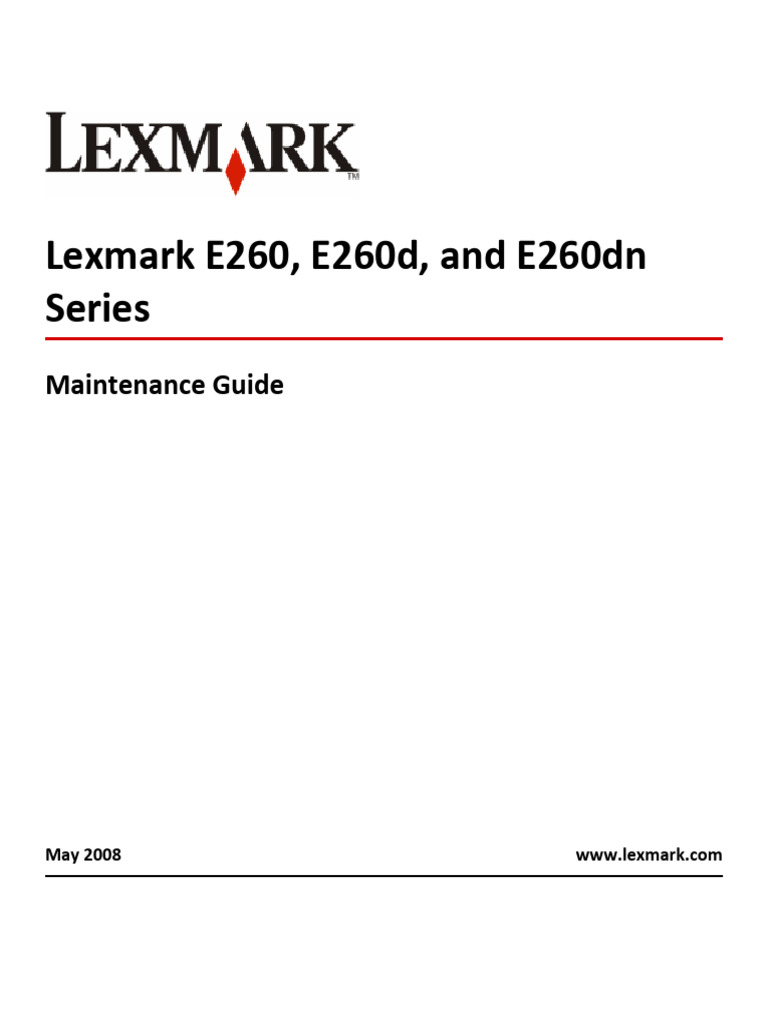 E260 Maintenance Guide | PDF | Printer (Computing) | Menu