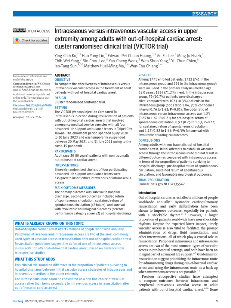 IO VS IV | PDF | Cardiopulmonary Resuscitation | Cardiac Arrest