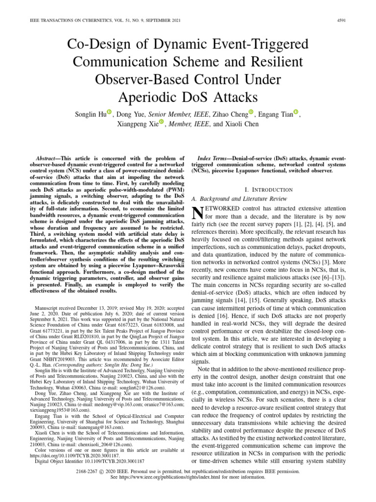 Co-Design of Dynamic Event-Triggered Communication Scheme and Resilient Observer-Based Control ...