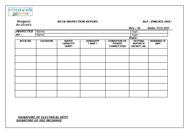 07 RCCB Checking Report | PDF
