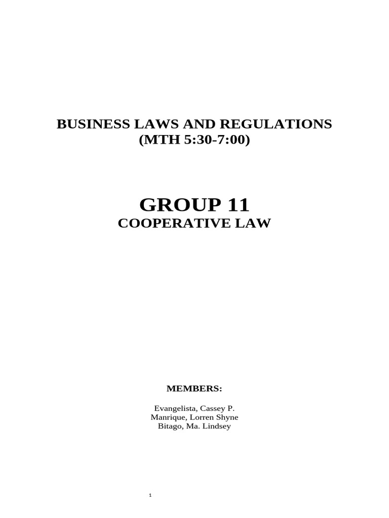 Understanding Cooperative Law Basics | PDF | Cooperative | By Law