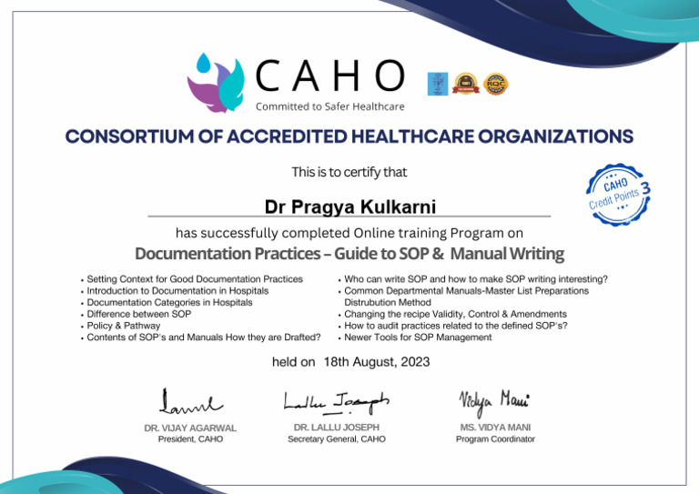 Documentation Practice - Guide To SOP and Manual Writing Training Program - Batch 1 | PDF