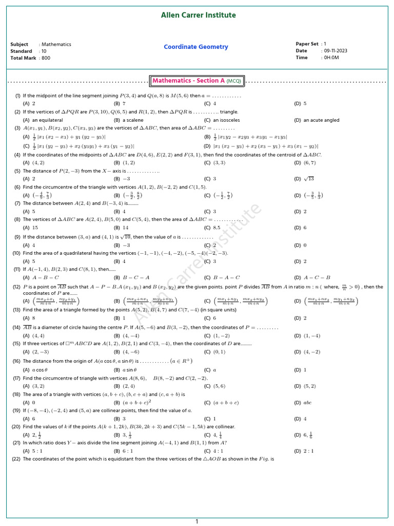 Coordinate_Geometry | PDF | Triangle | Area