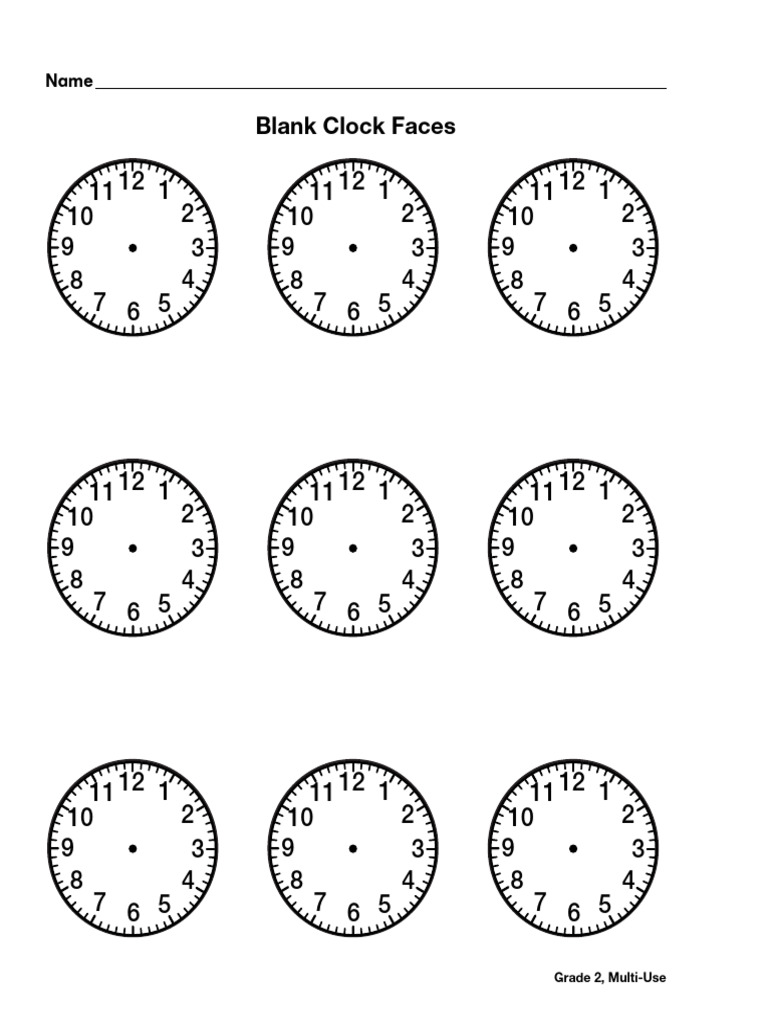 Blank Empty Clock Face Template | PDF