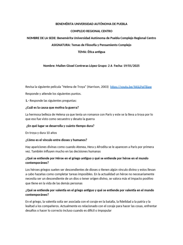Actividad la Ilíada | PDF | París (mitología) | Helena de Troya