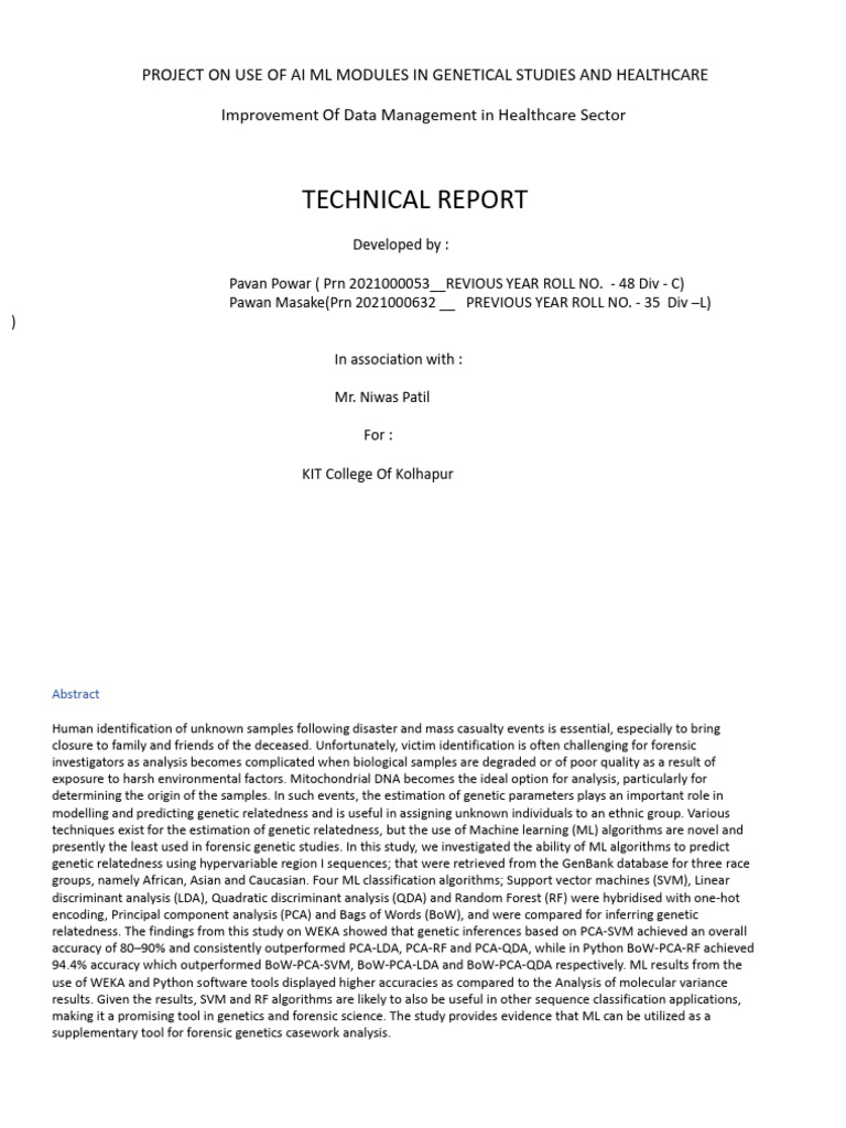 GENETICAL STUDIES AI ML MODULES | PDF | Principal Component Analysis ...