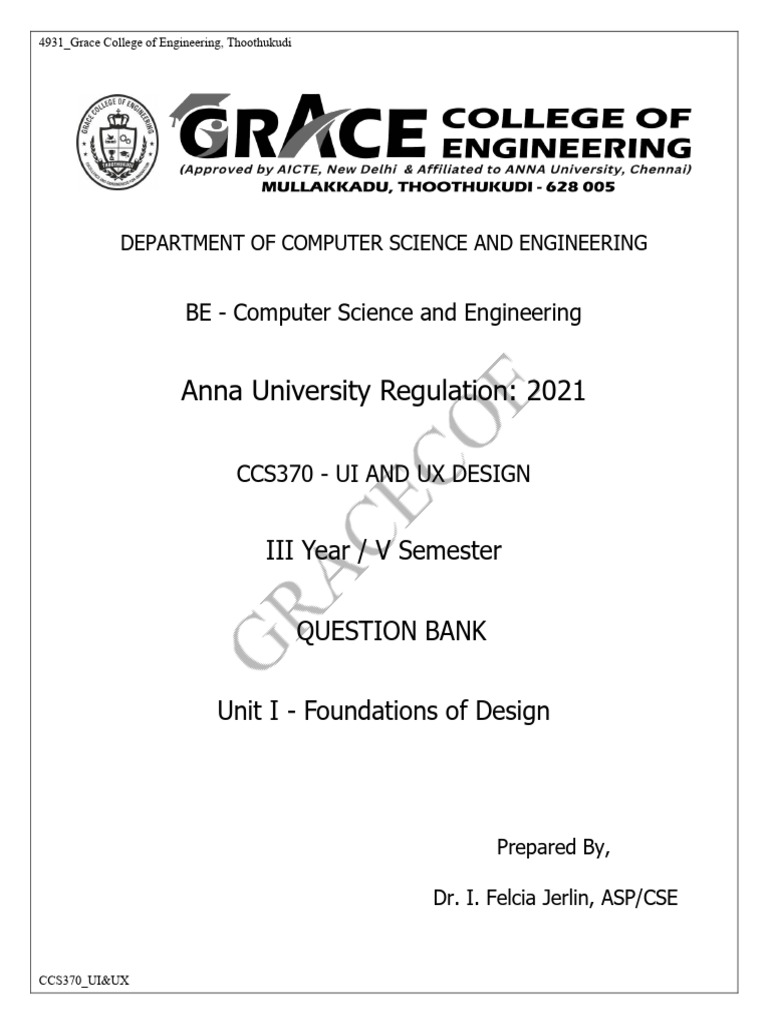 V_CSE_CCS370_UI&UX_QB_UNIT1 | PDF | Design Thinking | User Interface Design