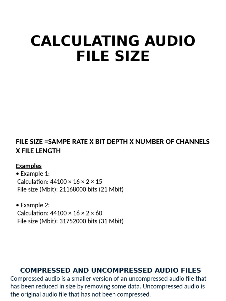 CALCULATING AUDIO FILE SIZE | PDF