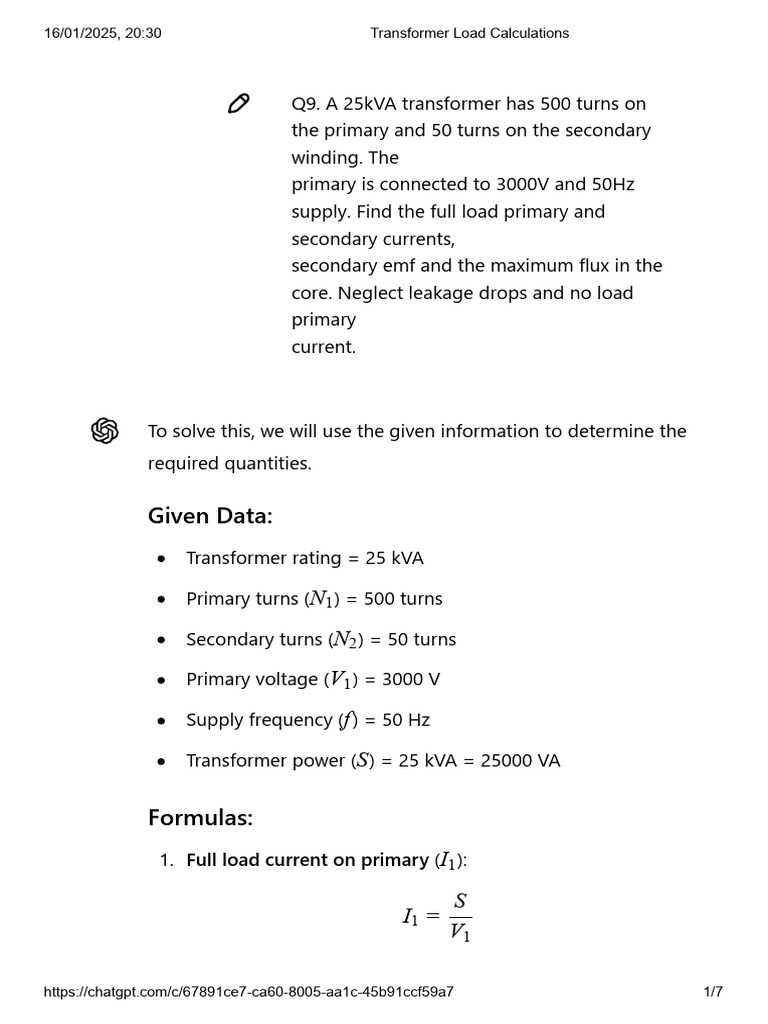 Transformer Load Calculations | PDF | Transformer | Electrical Components