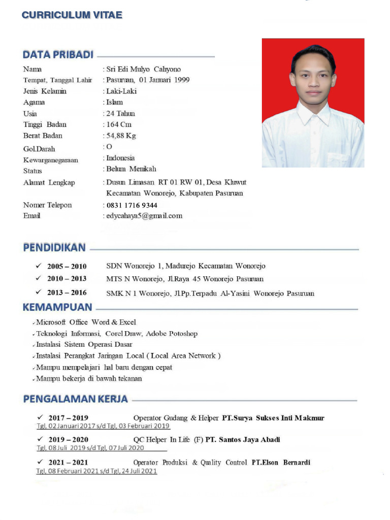Cv Sri.edi.Mulyo.cahyono | PDF