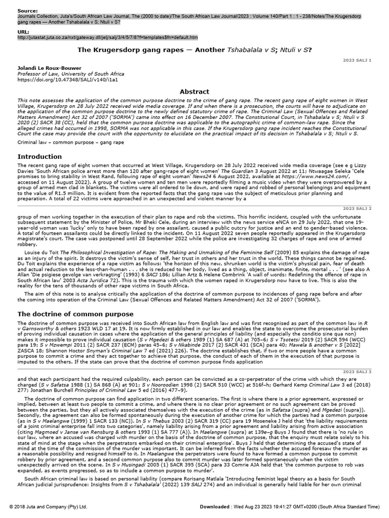 The_Krugersdorp_gang_rapes_—_Another_Tshabalala_v_S;_Ntuli_v_S_ | PDF | Rape | Crimes