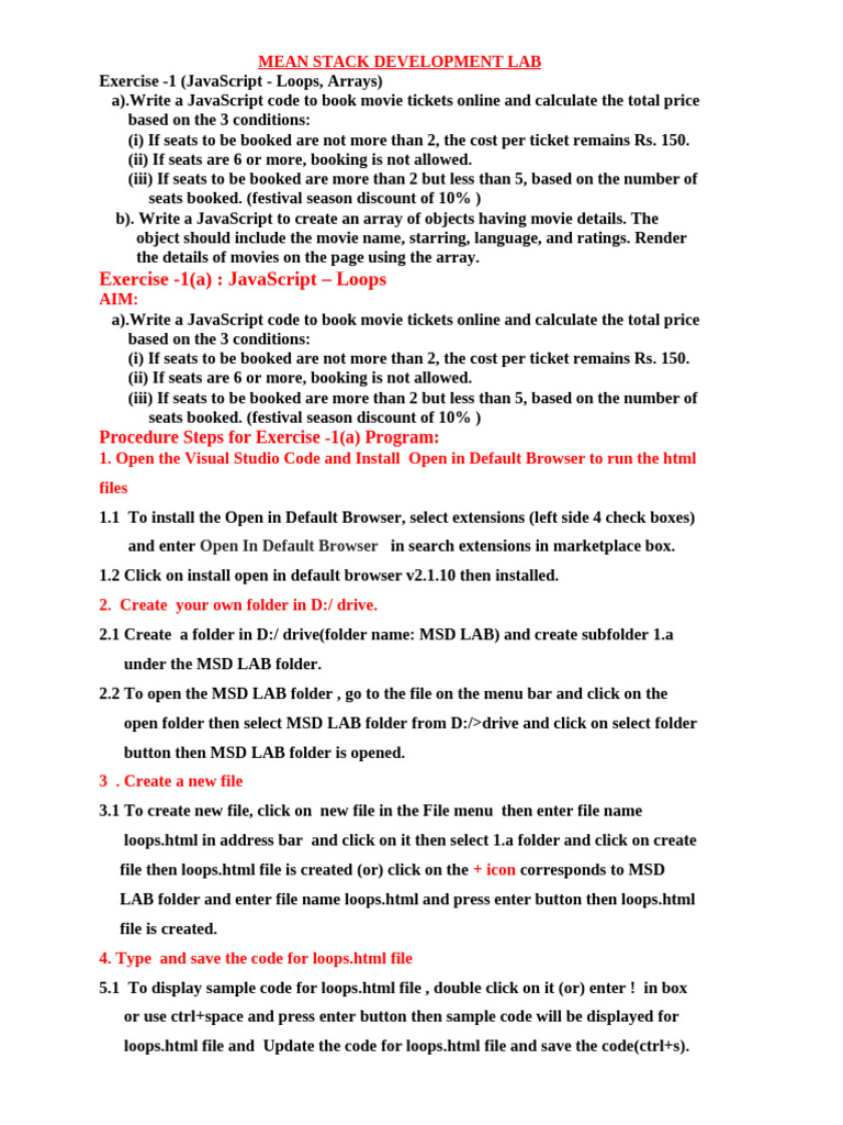 EXERCISE-1 MSD LAB PROGRAMS (1) | PDF | Java Script | Computer File EXERCISE-1 MSD LAB PROGRAMS (1) | PDF | Java Script | Computer File