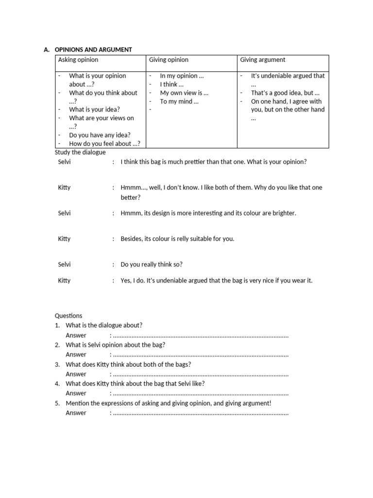 Opinions and Argument | PDF