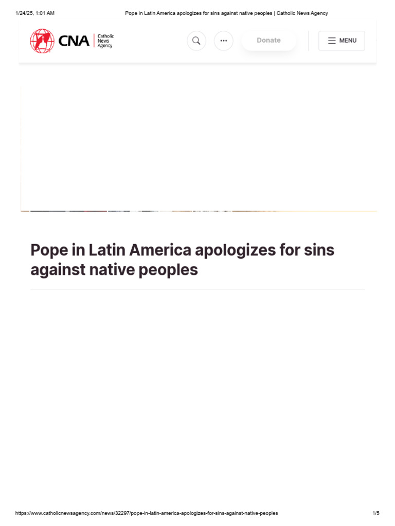Pope Francis Apologizes to Indigenous Peoples | PDF | Pope Francis | Pope