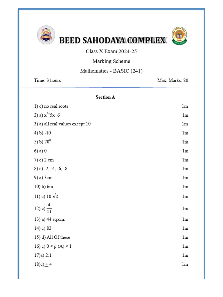 21.01.25 Mathematics Basic Solution | PDF | Mathematics