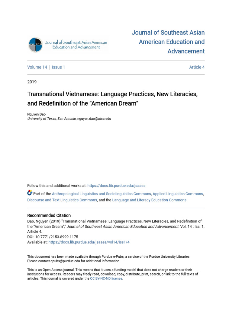 Transnational Vietnamese - Language Practices New Literacies and | PDF | Literacy | Identity ...