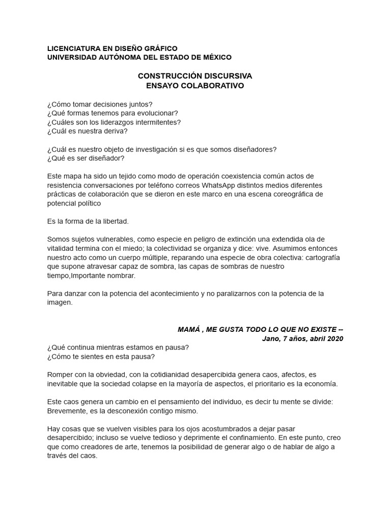 Ensayo Colaborativo Constr Discursiva | PDF