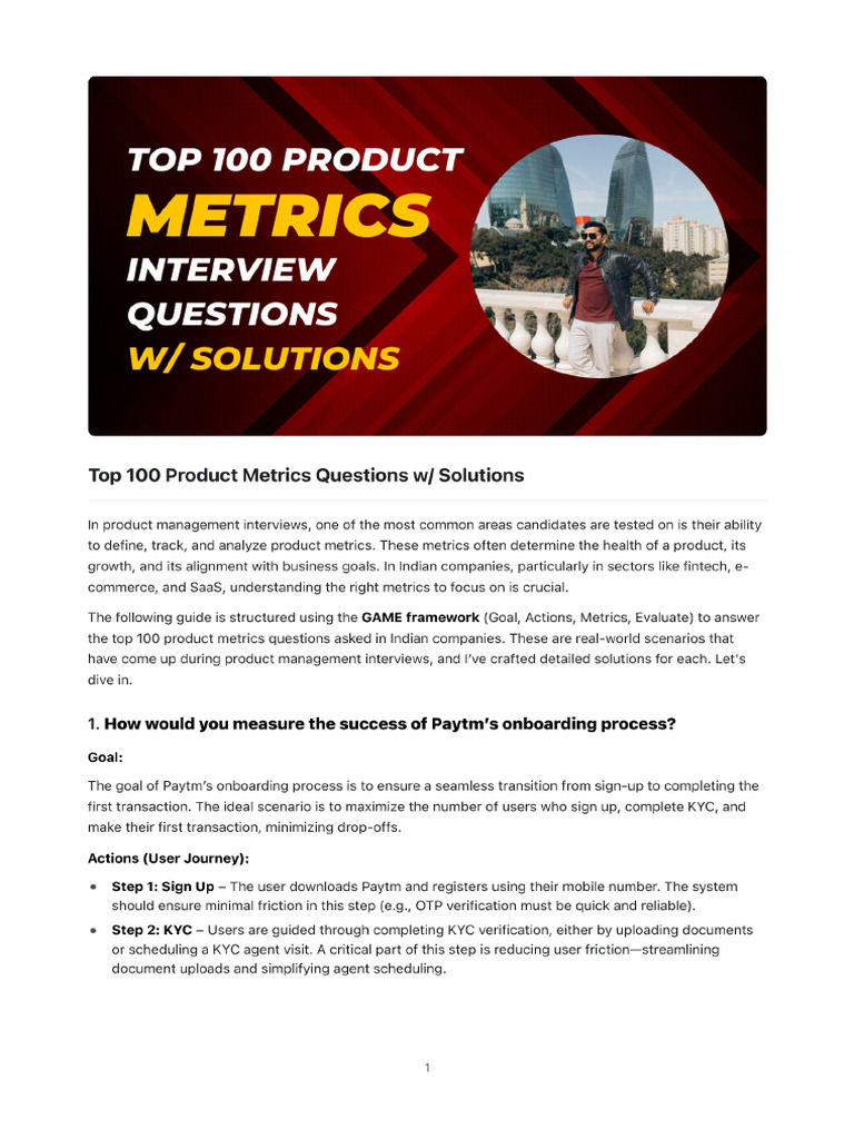 Top 100 Product Metrics Questions W_ Solutions.pdf | PDF