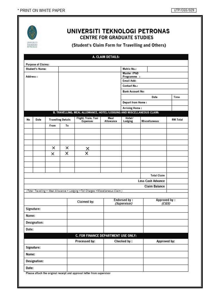 Edited - 11. STUDENT'S CLAIM FORM FOR TRAVELLING AND OTHERS | PDF