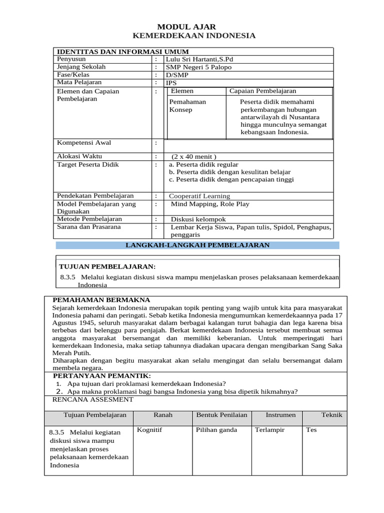 Modul Ajar 5 Kemerdekaan Indonesia | PDF