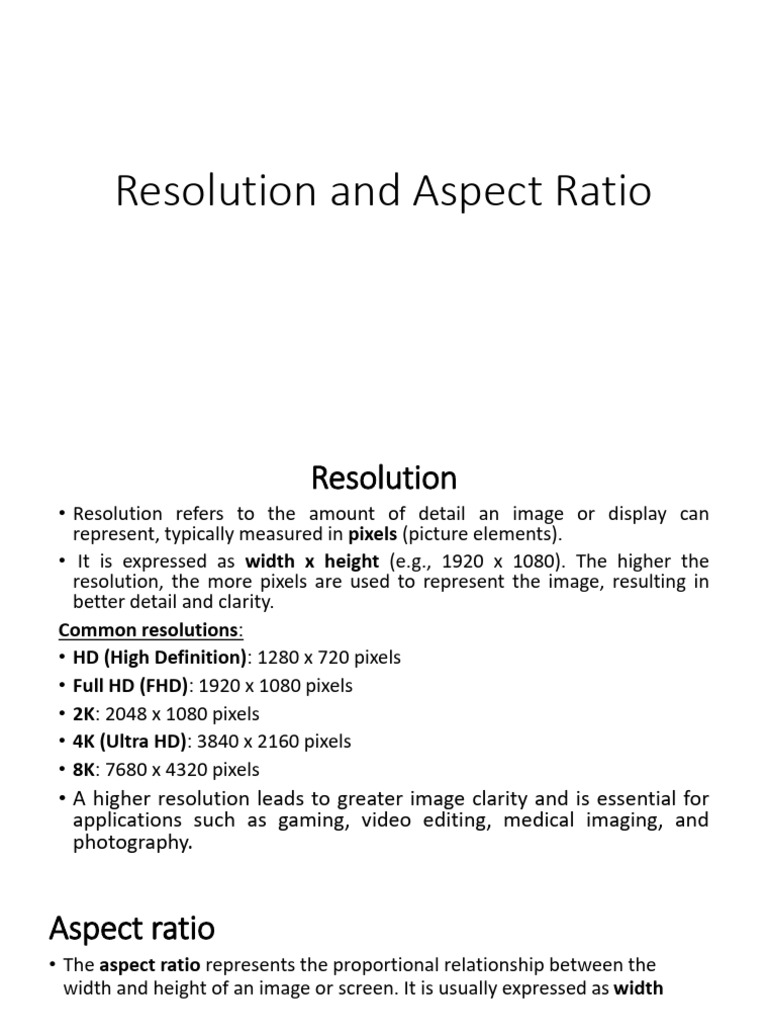 Resolution and Aspect Ratio | PDF
