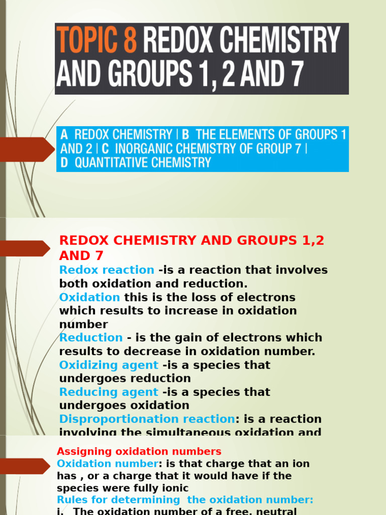 Redox Chem A Class Notes | PDF | Redox | Iodine