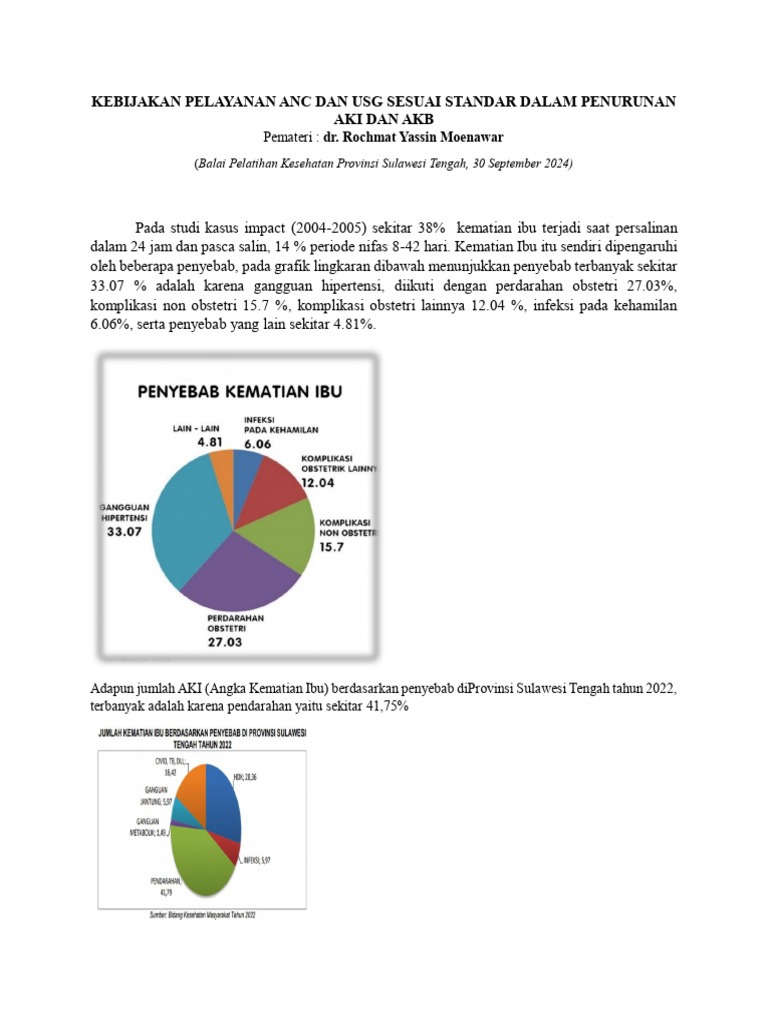 Refleksi Kebijakan Pelayanan Anc Dan Usg Sesuai Standar Dalam Penurunan ...