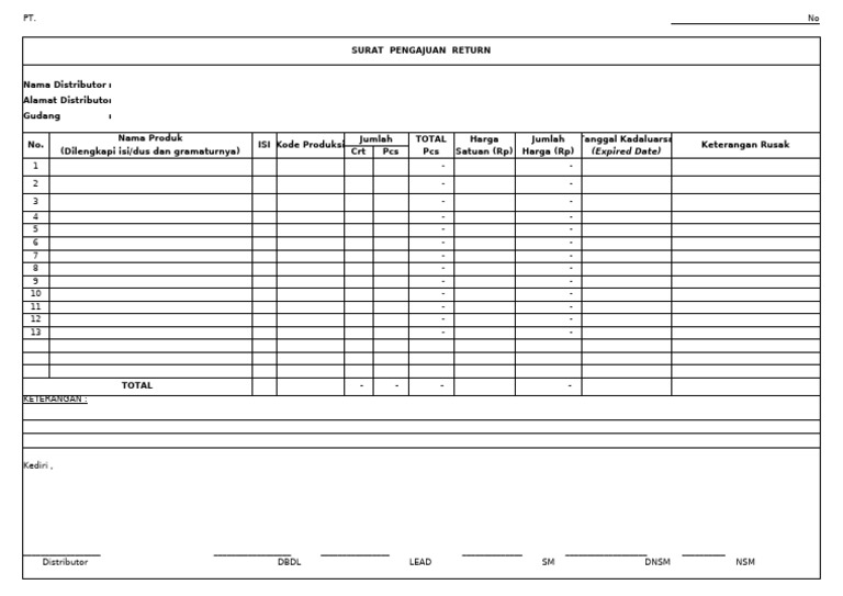 Form Pengajuan Retur Upload | PDF