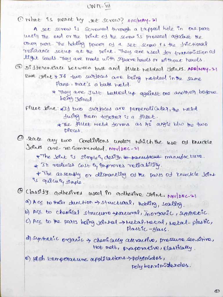 DME Unit-3 - 2 Marks With Answer | PDF